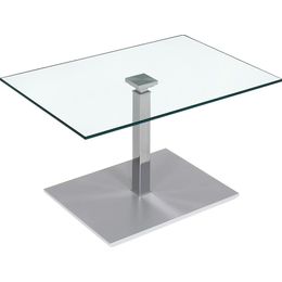 Beistelltisch VIERHAUS Tische Gr. B/H/T: 90 cm x 47 cm x 60 cm, Höhenverstellbar, silberfarben (edelstahlfarbig) Couchtisch, auf Rollen, höhenverstellbar