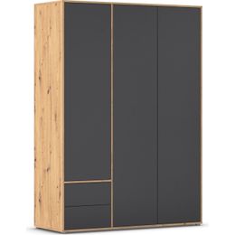 Drehtürenschrank Rauch "Kleiderschrank Schrank Garderobe Wäscheschrank NABILA viel Stauraum" Schränke Gr. B/H/T: 140 cm x 194 cm x 53 cm, 3 St., grau (eiche artisan, graumetallic) mit 2 Schubladen und Push-to-Open Funktion TOPSELLER MADE IN GERMANY