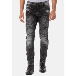 Cipo & Baxx Straight-Jeans CIPO & BAXX Gr. 31, Länge 34, schwarz Herren Jeans in extravagantem Look