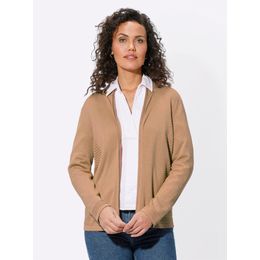 Strickjacke Casual Looks Gr. 48, braun (camel) Damen Strickjacken