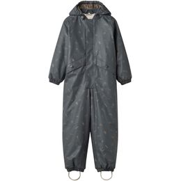 Regenoverall Wheat "Thermo Rainsuit Aiko" Gr. 110, N-Gr, grau (ink pocket treasures) Jungen Overalls wasserdicht, atmungsaktiv