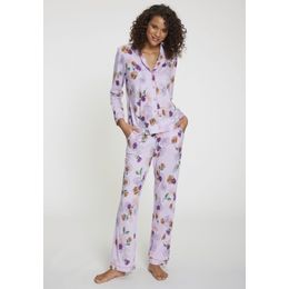 Pyjama Vivance Dreams Gr. 32/34, grau (flieder geblümt) Damen Homewear-Sets mit Blumen-Druck