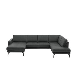 meinSofa Wohnlandschaft aus Mikrofaser Mike ¦ schwarz ¦ Maße (cm): B: