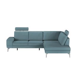 meinSofa Ecksofa aus Leder Dana ¦ blau ¦ Maße (cm): B: 269 H: 86 T: 2