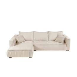 Höffner Ecksofa mit trendigem Megacordbezug Modena ¦ beige ¦ Maße (cm): B: 32