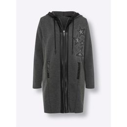 Heine Witt Damen Shirtjacke mit Details aus Leder-Imitat, graphit-meliert, Gr&ouml;&szlig;e 40