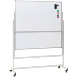 HHG - Whiteboard 656, Magnettafel, zwei Tafeln beidseitig beschreibbar höhenverstellbar rollbar inkl. Zubehör 101x69cm