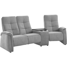 3-Sitzer exxpo - SOFA FASHION "Tivoli, Kinosofa mit Relaxfunktion, mit Ablagetisch und Stauraum", silber, B:258cm H:109cm T:152cm, Sofas, bequem und komfortabel, hohe R&uuml;ckenlehne