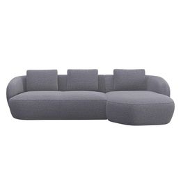 Wohnlandschaft FLEXLUX "Torino, rund, L-Form, Sofa-Ecke mit Recamiere, Longchair-Sofa", grau (steel), B:276cm H:85cm T:146cm, Sofas, Wohnlandschaft, Modernes, organisches Sofa-Design, Kaltschaum, Wellenunterfederung