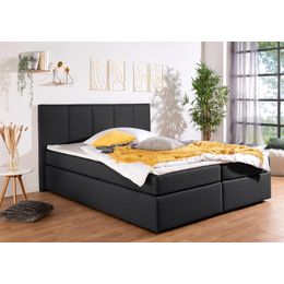 Boxbett Inosign "Fidan", grau (anthrazit), B:194cm L:210cm, Komplettbetten, Boxspringbett, wahlweise mit Bettkasten, in H2, H3 & H4 erhältilich