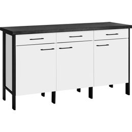 Unterschrank Optifit "Tokio" Schränke Gr. B/H/T: 158 cm x 90,8 cm x 60 cm, 3 St., Komplettausführung, weiß 158 cm breit, mit Stahlgestell, Vollauszug, Sideboard Stauraum