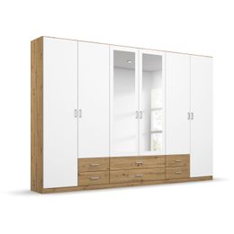 Kleiderschrank Rauch "Schrank Garderobe Wäscheschrank GAMMA in 3 Breiten" Schränke Gr. B/H/T: 271 cm x 210 cm x 54 cm, 6 St., weiß (eiche artisan, alpinweiß) viel Stauraum mit 6 Schubladen, Spiegel TOPSELLER MADE IN GERMANY