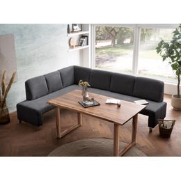 Eckbank exxpo - SOFA FASHION "Intenso, modern, wahlweise in Leder oder Textil, 264/197 cm (B/T)" Sitzbänke Gr. B/H/T: 264 cm x 91 cm x 197 cm, Cord, Ottomane links, (langer Schenkel rechts), grau (anthrazith) hohe Bodenfreiheit, frei im Raum stellbar, hoher Sitzkomfort