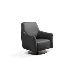 Sessel Egoitaliano "Felicity Drehsessel mit Wippfunktion, kompakt und bequem, Loungesessel", schwarz, B:77cm H:88cm T:85cm, Leder &raquo;BULL&laquo; (echtes Rindsleder). Geschliffenes, pigmentiertes und behandeltes Rindsleder mit einer Dicke von 1, 3-1, 5 mm. Dieses Leder zeigt eine ziemlich weiche Hand mit einem halb undurchsichtigen Aussehen. Es handelt sich um ein gesch&uuml;tztes Leder. Eine leichte Deckschich