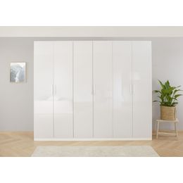 Drehtürenschrank Rauch "Koluna" Schränke Gr. B/H/T: 271 cm x 210 cm x 54 cm, 6 St., weiß (alpinweiß, hochglanz weiß) Hochglanzfront, inkl. 2 Innenschubladen sowie extra Böden