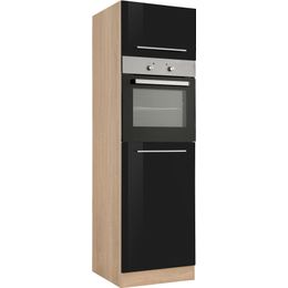 Backofen/Kühlumbauschrank KOCHSTATION "KS-Eton" Schränke Gr. B/H/T: 60 cm x 200 cm x 60 cm, 2 St., schwarz (schwarz hochglanz) Backofenumbauschrank Umbauschrank Kühlschrankumbauschrank