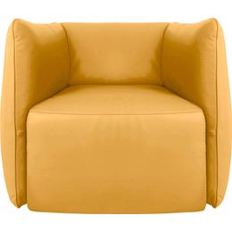 Sessel Egoitaliano "Ludo Loungesessel, Designsessel, Clubsessel, elegant und zeitlos", gelb, B:80cm H:68cm T:80cm, Leder &raquo;BULL&laquo; (echtes Rindsleder). Geschliffenes, pigmentiertes und behandeltes Rindsleder mit einer Dicke von 1, 3-1, 5 mm. Dieses Leder zeigt eine ziemlich weiche Hand mit einem halb undurchsichtigen Aussehen. Es handelt sich um ein gesch&uuml;tztes Leder. Eine leichte Deckschicht sch&uuml;tzt