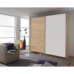 Schwebetürenschrank Rauch "Quadra Kleiderschrank BESTSELLER Schrank Gaderobe" Schränke Gr. B/H/T: 226 cm x 230 cm x 62 cm, 2 St., weiß (struktureichefarben hell, weiß) mit Möglichkeit zur individuellen Frontgestaltung, leichtgängige Türen