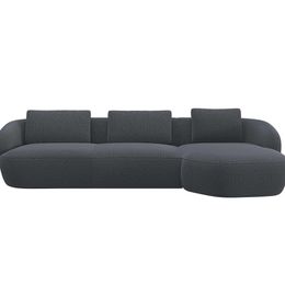 Wohnlandschaft FLEXLUX "Torino, rund, L-Form, Sofa-Ecke mit Recamiere, Longchair-Sofa", grau (anthrazit), B:307cm H:85cm T:146cm, 100% Polyester, Sofas, Wohnlandschaft, Modernes, organisches Sofa-Design, Kaltschaum, Wellenunterfederung