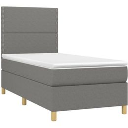 Jinlefu - Boxspringbett mit Matratze & led Dunkelgrau 100x200 cm Stoff vidaXL