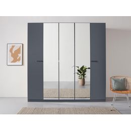 Drehtürenschrank Rauch "Kleiderschrank Schrank Garderobe TOPSELLER OTELI inkl. Inneneinteilung" Schränke Gr. B/H/T: 226 cm x 229 cm x 54 cm, Mit Spiegel, grau (graumetallic) mit 3 Innenschubladen extra Böden optional Spiegel MADE IN GERMANY