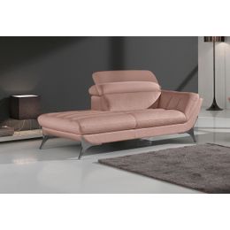 Recamiere Egoitaliano "Sueli, extravagantes Design und erstklassiger Sitzkomfort", rosa (rose), B:180cm H:100cm T:110cm, Leder »NUVOLE« (Echtes Rindsleder). Halbnatürliches, halbnarbiges Rindsleder mit einer natürlichen Körnung von 1, 2 bis 1, 4 mm. Dieses Leder hat eine weiche, wachsartige Hand mit mattem Aussehen und einem Wolkeneffekt. Es handelt sich um ein Naturleder, das die ursprünglichen E
