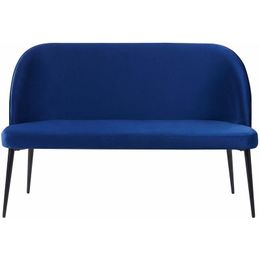 Beliani Sofa Blau Polsterbezug aus Samtstoff 2-Sitzer Küchensofa mit Metallgestell Schwarz Modern Wohnzimmer Salon Möbel Wohnecke Sitzecke Küche