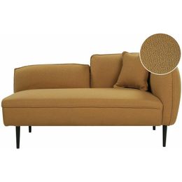 Beliani Chaiselongue Senfgelb Stoffbezug Bouclé Rechtsseitig mit Kissen Metallbeine Modern für Wohnzimmer Schlafzimmer Wintergarten Kleine Räume