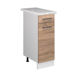 Unterschrank R-Line, Sonoma, 30 cm mit Schublade, mit Arbeitsplatte VICCO