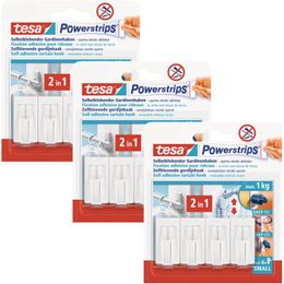 Tesa Powerstrips Vario-Gardinenhaken / Selbstklebende Gardinenhaken von wieder ablösbar und mehrfach verwendbar / Bis 1 kg Belastung / 3 x 4 Stück / Weiß