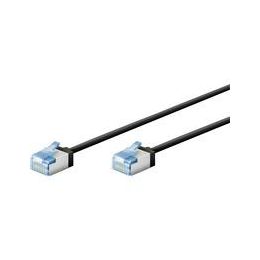 goobay Ultraflexibles Cat.6a Patchkabel slim, U/FTP schwarz, 0,5 Meter, extrakurze Stecker