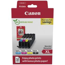 Canon Druckerpatrone CLI-551XL BK/C/M/Y Photo Value Pack Original Kombi-Pack Schwarz, Cyan, Magenta, Gelb 6443B008