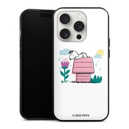 DeinDesign iPhone 15 Pro Handy Slim Case extra d&uuml;nn Silikon Handyh&uuml;lle schwarz H&uuml;lle Snoopy Dog Official Licensed Product Silikon Slim Case