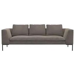 3-Sitzer FLEXLUX "Loano, superbequemer Sitzkomfort durch Kaltschaum im Sitz" Sofas Gr. B/H/T: 238cm x 86cm x 106cm, Struktur, braun (taupe braun) modernes Sofa, frei im Raum stellbar, lose Kissen