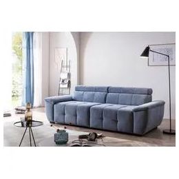 Big-Sofa exxpo - SOFA FASHION "exxpo MAVERICK, weicher Bezugstoff, hoher Sitzkomfort" Sofas Gr. B/H/T: 240cm x 80cm x 107cm, Struktur weich, blau (denim) inkl. verstellbare Kopfstützen, aufwendige Detailverarbeitung