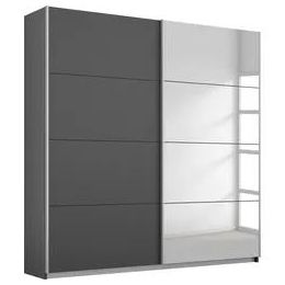 Schwebetürenschrank Rauch "Subito Kleiderschrank Bestseller" Schränke Gr. B/H/T: 181 cm x 197 cm x 61 cm, 1 Spiegel- und 1 Dekortür, 2, grau (graumetallic) Schlafzimmerschrank Schrank Garderobe mit 4 Spiegelelementen