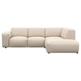 Ecksofa FLEXLUX "Lucera, super Sitzkomfort durch Kaltschaum im Sitz, L-Form" Sofas Gr. B/H/T: 256cm x 73cm x 231cm, Echtleder, Chaiselongue links, weiß (warm weiß) modern & anschmiegsam, Designsofa, modernes skandinavisches Design