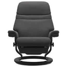 Relaxsessel stressless "Sunrise" Sessel Gr. Leder PALOMA, PowerTM Leg & Back-mit Akku-Classic Base Schwarz, Relaxfunktion-Drehfunktion-Integrierte Fußstütze-PlusTMSystem, B/H/T: 88cm x 103cm x 78cm, grau (rock paloma) elektrisch verstellbar, optional 2-motorisch, Größe M & L