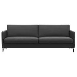 3-Sitzer FLEXLUX "Fiore, super Sitzkomfort durch Kaltschaum im Sitz" Sofas Gr. B/H/T: 214cm x 85cm x 92cm, Echtleder, schwarz (deep schwarz) schmale Armlehnen, Füße Alu+schwarz