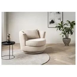 Drehsessel LEONIQUE "MAISIE, Lese-Sessel, Love Seat" Sessel Gr. Webvelours, B/H/T: 95cm x 77cm x 95cm, beige (hellbeige) trendige Stoffe MEGA CORD und Web-Velours, 360 Grad drehbar