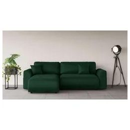 Ecksofa Andas "VasbySuyal" Sofas Gr. B/H/T: 235cm x 80cm x 138cm, Samtoptik, Recamiere beidseitig montierbar, mit Bettfunktion und Bettkasten, grün (dunkelgrün) L-Form