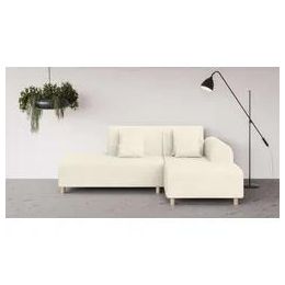 Ecksofa Inosign "Suyala" Sofas Gr. B/H/T: 258cm x 85cm x 168cm, Chenilleoptik, Recamiere rechts, ohne Hocker, beige (creme) L-Form mit Hocker