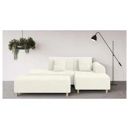 Ecksofa Inosign "Suyala" Sofas Gr. B/H/T: 258cm x 85cm x 168cm, Struktur, Recamiere rechts, mit Hocker, beige (creme) L-Form mit Hocker