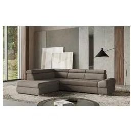 Sit & More Ecksofa SIT & MORE "Broadway L-Form" Sofas Gr. B/H/T: 270cm x 79cm x 213cm, Luxus-Microfaser Euphoria, Ottomane links, mit Bettfunktion, braun (schlamm) mit verstellbaren Kopfteilen, wahlweise Bettfunktion