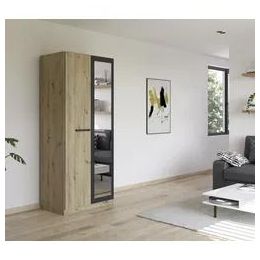 Drehtürenschrank Rauch "Kleiderschrank Schrank Garderobe Garderobenschrank Stauraumwunder MODI" Schränke Gr. B/H/T: 91cm x 210cm x 54cm, Mit Spiegel, grau (eiche artisan/graumetallic) inkl. Stoff-Organizer mit 6 Fächern optionaler Spiegel MADE IN GERMANY