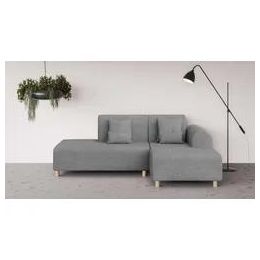 Ecksofa Inosign "Suyala" Sofas Gr. B/H/T: 258cm x 85cm x 168cm, Chenilleoptik, Recamiere rechts, ohne Hocker, grau (hellgrau) L-Form mit Hocker