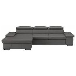 Sit & More Ecksofa SIT & MORE "Alcudia L-Form" Sofas Gr. B/H/T: 286cm x 73cm x 174cm, NaturLEDER, Recamiere links, mit Kopfteilverstellung-mit Armteilverstellung-mit Bettfunktion-Rücken echt Leder, braun (mocca) wahlweise mit Bettfunktion