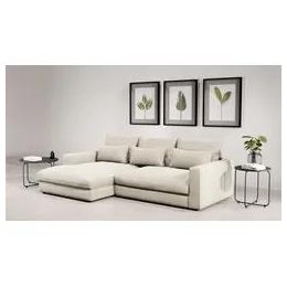 Ecksofa Home Affaire "Darwin, viele Kissen, extra tiefe Sitzfläche, 271/89/171 (B(H/T)" Sofas Gr. B/H/T: 271cm x 89cm x 171cm, Breitcord RIBBON, Recamiere links, beige (sand) gemütlich und weich, L-Form, mit extra softem Sitzkomfort, Cord