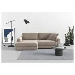 Ecksofa Trendmanufaktur "Bourbon, Designsofa mit tollem Sitzkomfort, L-Form" Sofas Gr. B/H/T: 250 cm x 84 cm x 176 cm, Breitcord, mega-Recamiere links, XXL mit Sitztiefenverstellung, beige extra tiefe Sitzfläche, wahlweise mit Sitztiefenverstellung