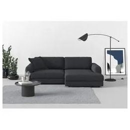 Ecksofa Trendmanufaktur "Bourbon, Designsofa mit tollem Sitzkomfort, L-Form" Sofas Gr. B/H/T: 250 cm x 84 cm x 176 cm, Struktur fein, mega-Recamiere rechts, XXL ohne Sitztiefenverstellung, grau (graphite) extra tiefe Sitzfläche, wahlweise mit Sitztiefenverstellung